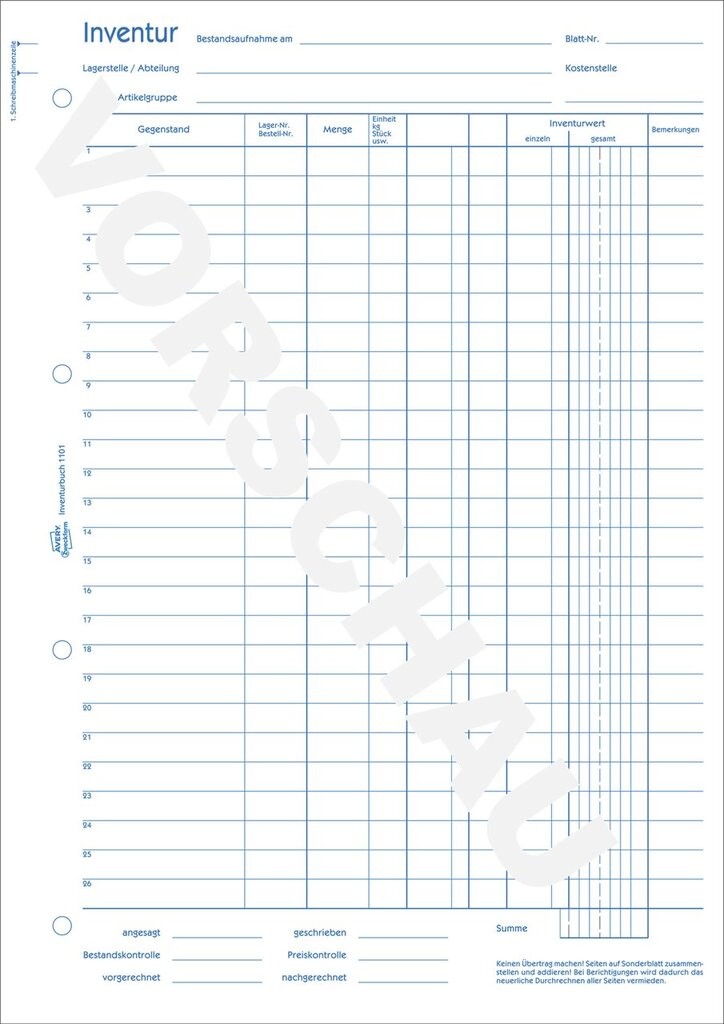 Inventurbuch | 1101 | Avery Zweckform