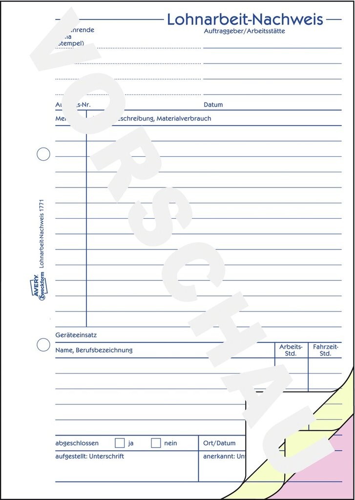 Lohnarbeit-Nachweis | 1771 | Avery Zweckform