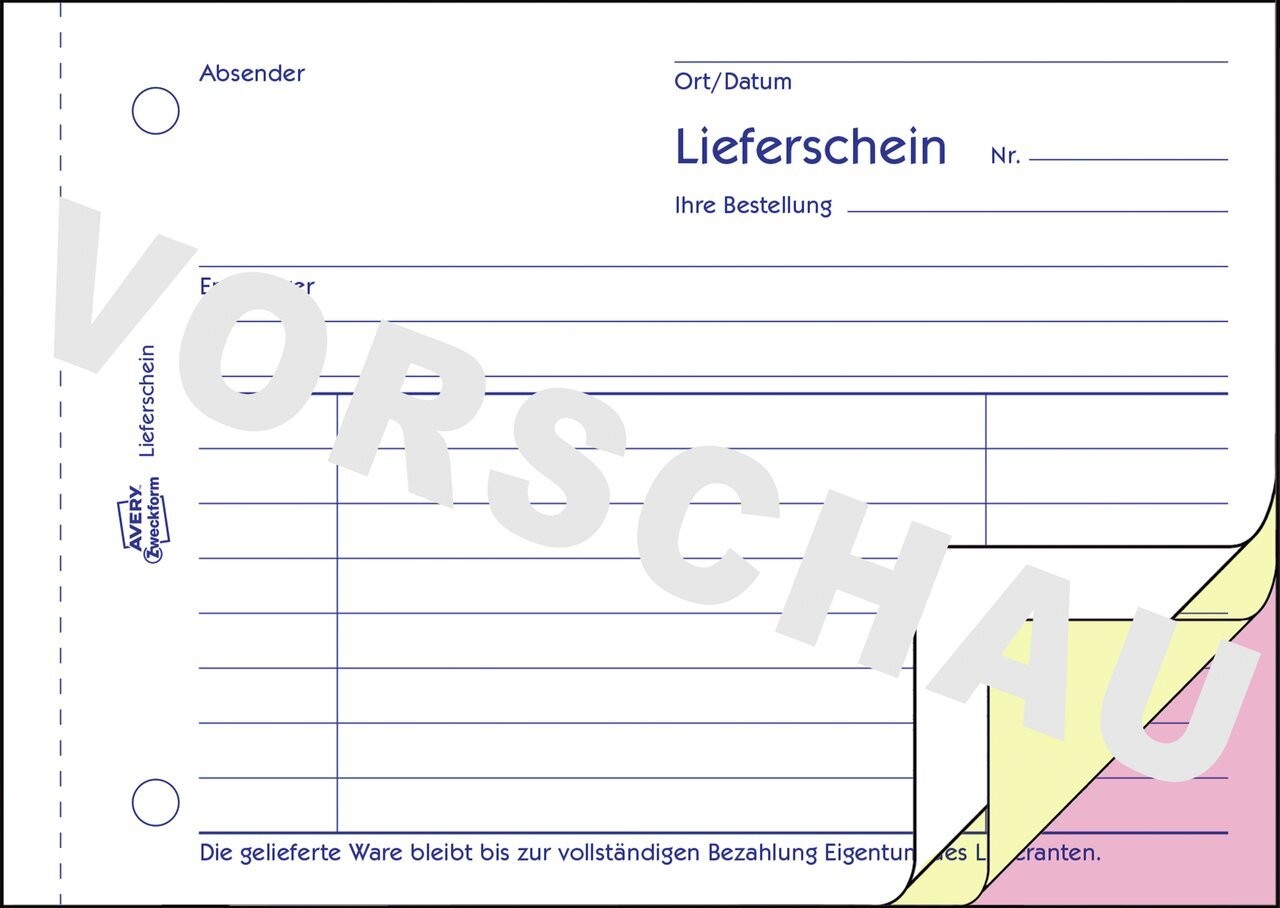 Lieferschein speziell für Österreich | 1719 | Avery Zweckform