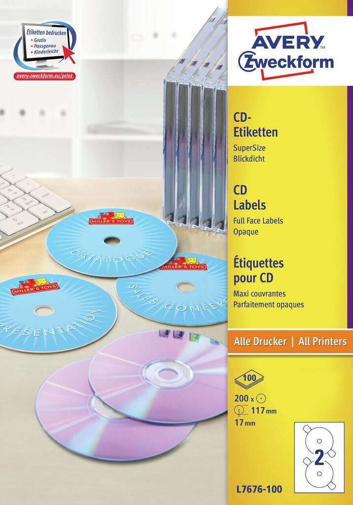 CD-Etiketten | L7676-100 | Avery Zweckform
