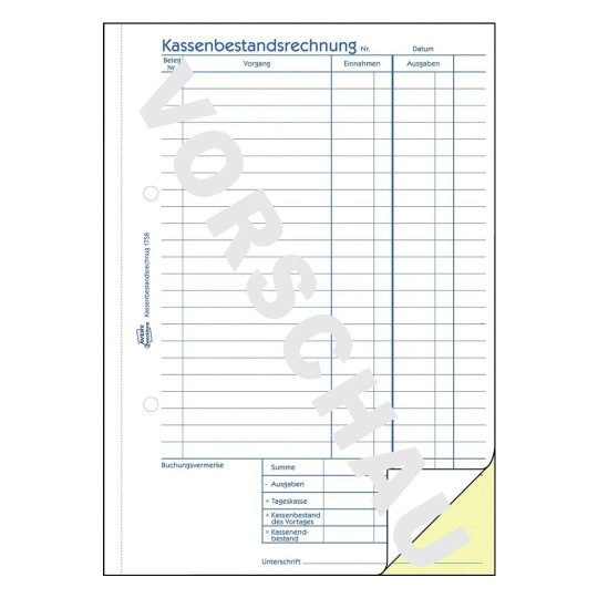 Kassenbestandsrechnung | 1758 | Avery Zweckform