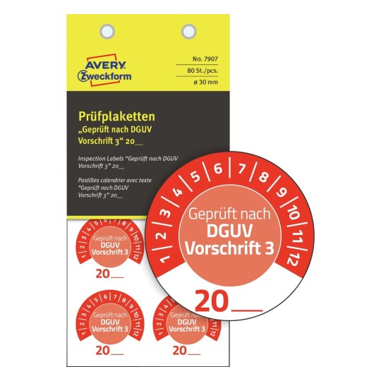 Blaue Prüfplaketten "DGUV" zum Selbereintragen | 7909 | Avery Zweckform
